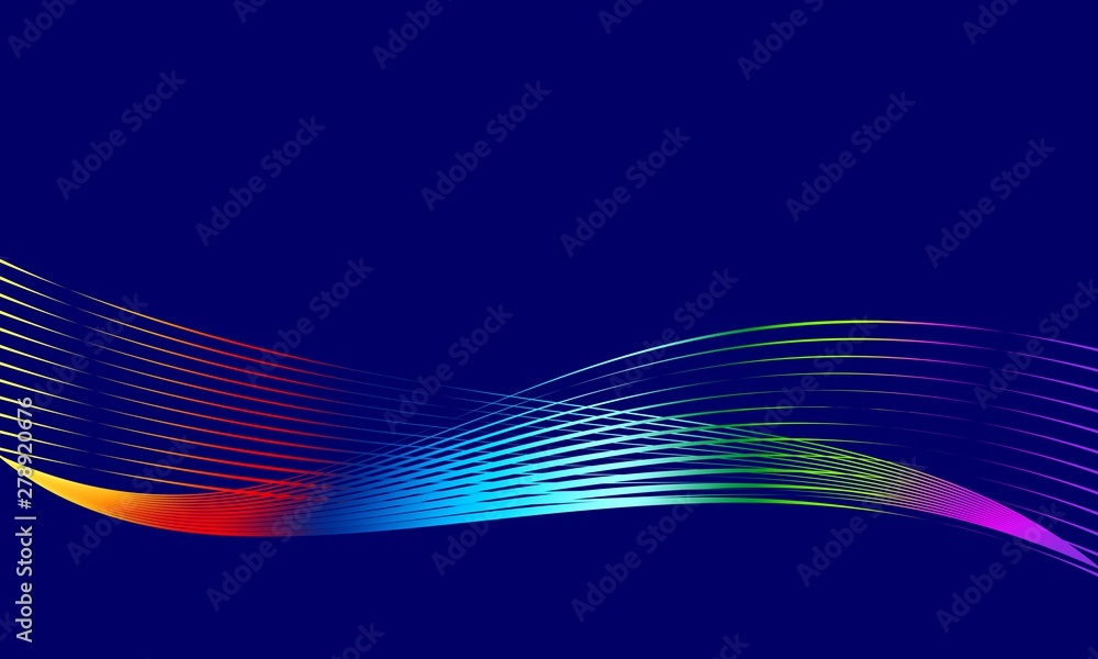 Abstract blue vector background with wave of rainbow colors. Vector ...