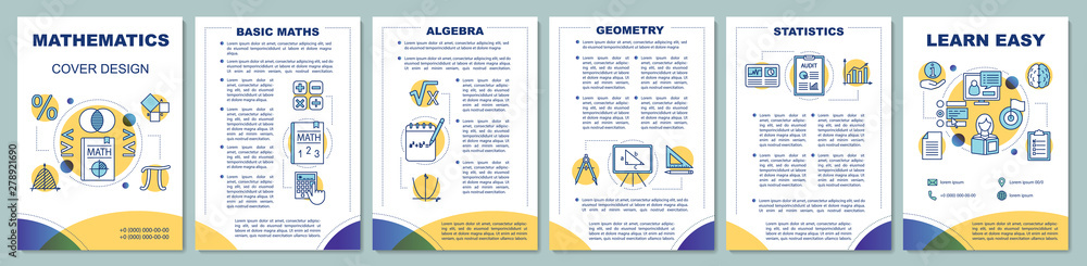 Mathematics lessons brochure template layout. Flyer, booklet, leaflet ...