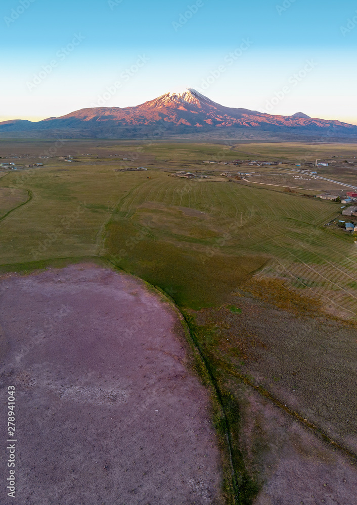 Aerial view of Mount Ararat, Agri Dagi. The highest mountain in Turkey ...