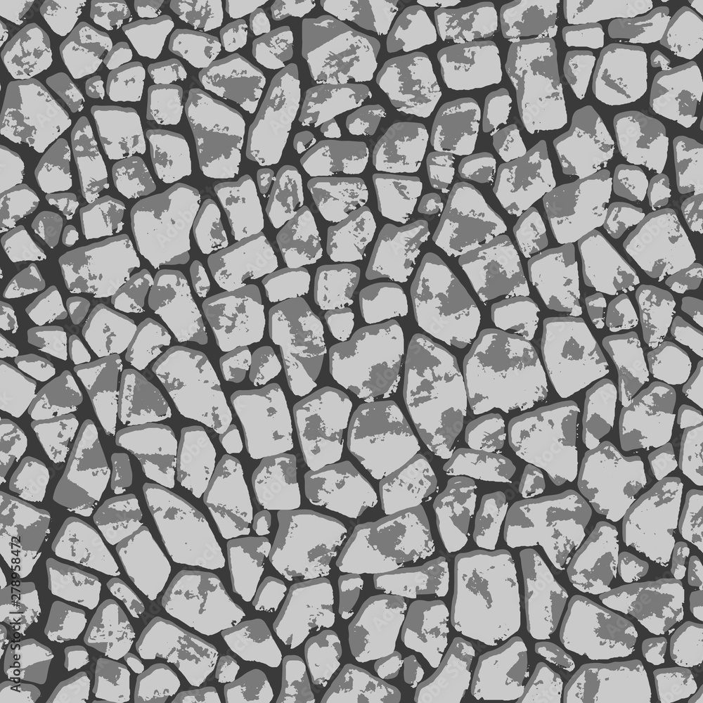 Vector gravel seamless pattern. Cracked rock background. Sketch of ...