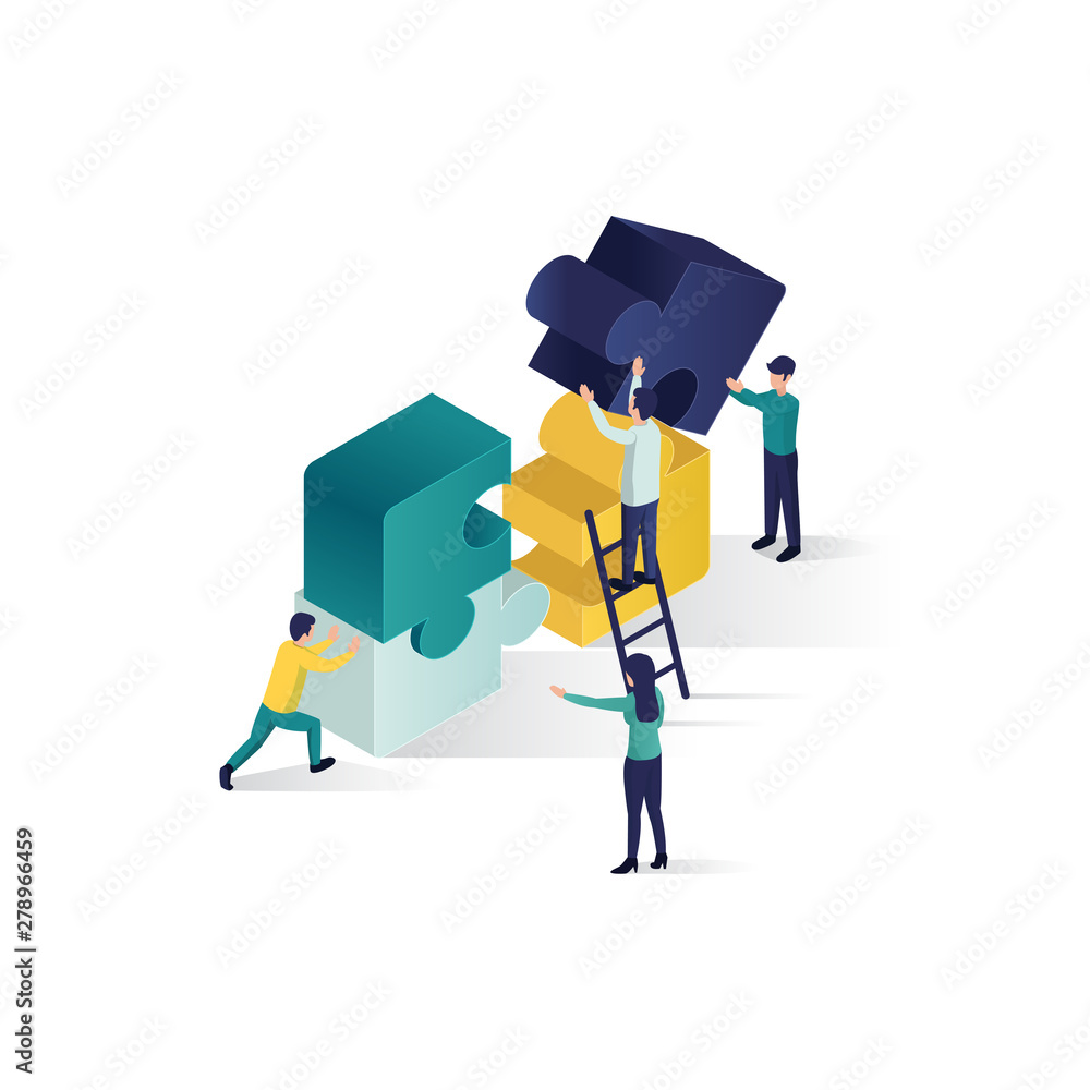 teamwork concept isometric illustration . cooperation partnership ...