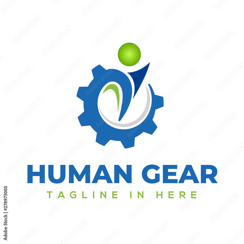 Human Jump on gear logo design inspiration Stock Vector | Adobe Stock