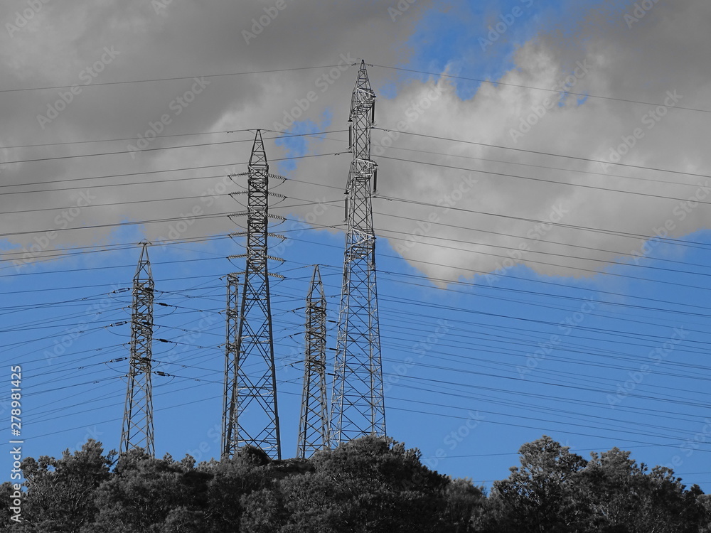torres electricas de distribucion energia electrica alta tension fondo ...