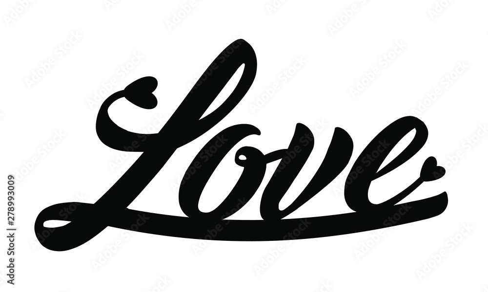 Love. Laser cut silhouette. Ink hand lettering template. Paper cutting ...