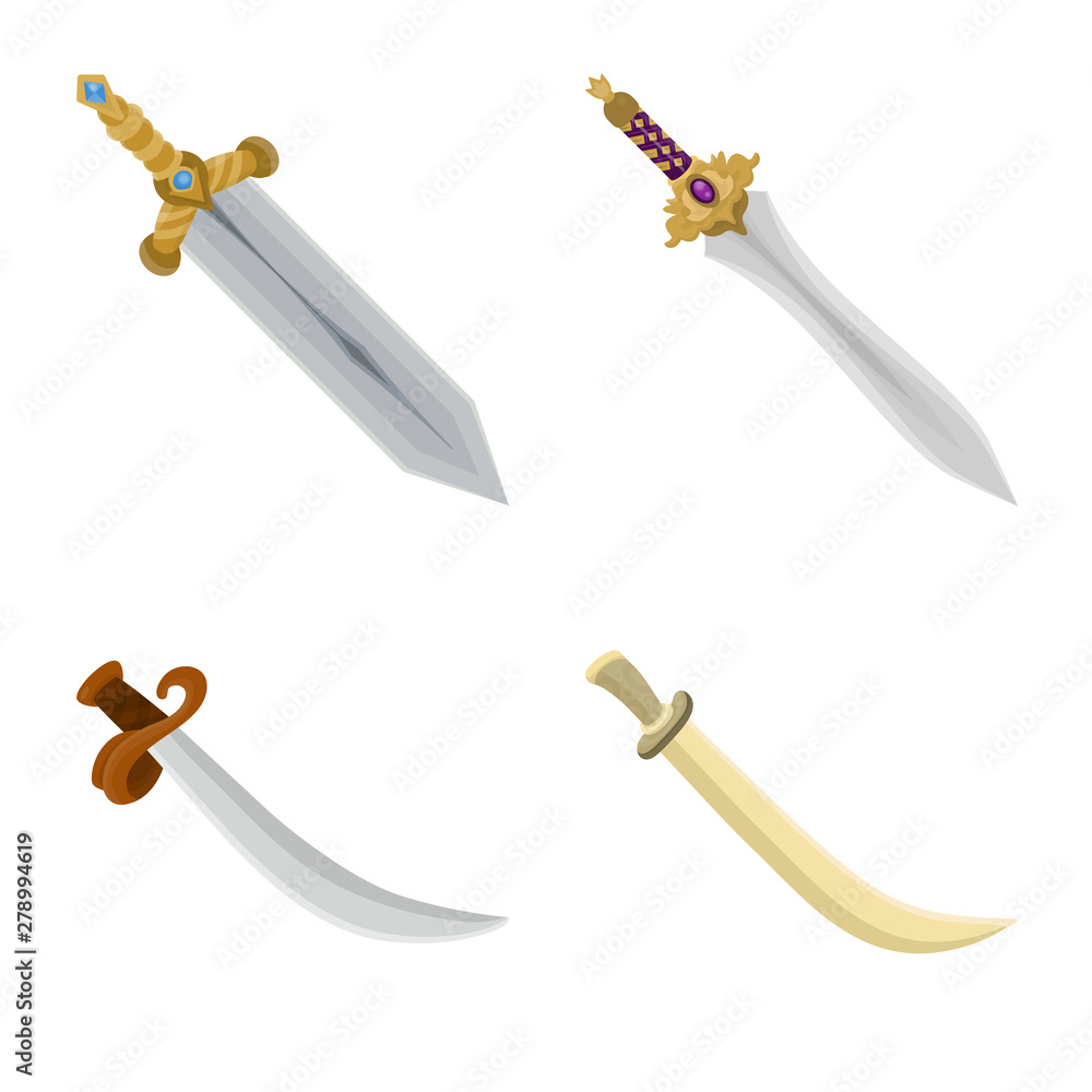 Vector illustration of sword and dagger icon. Set of sword and weapon ...