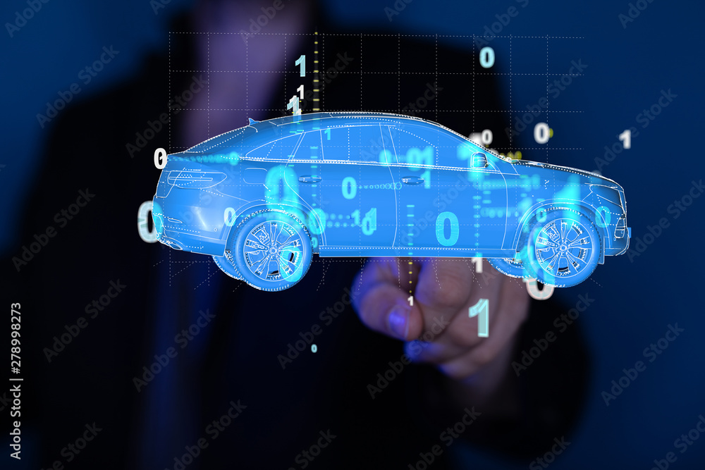 digital car technology smart in virtuel room Stock Photo | Adobe Stock