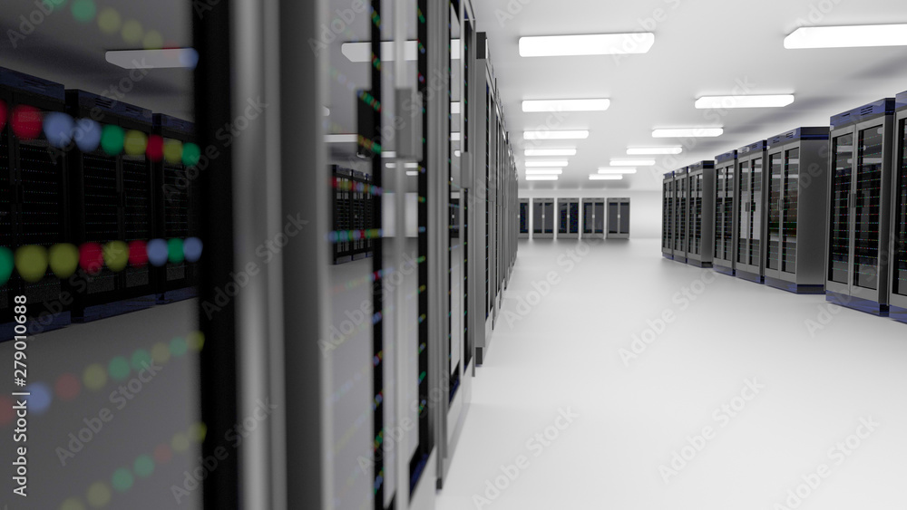 Server room data center. Backup, hosting, mainframe, farm and computer ...