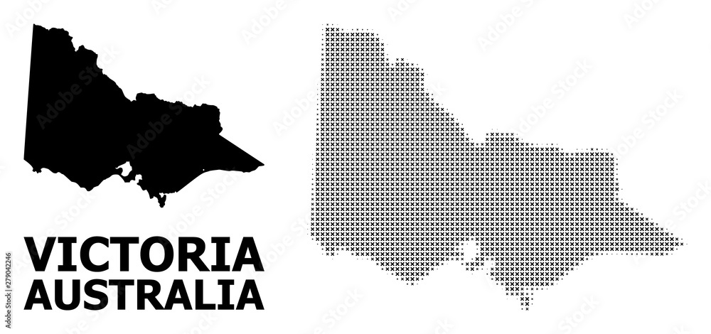 Vector Halftone Pattern and Solid Map of Australian Victoria Stock ...