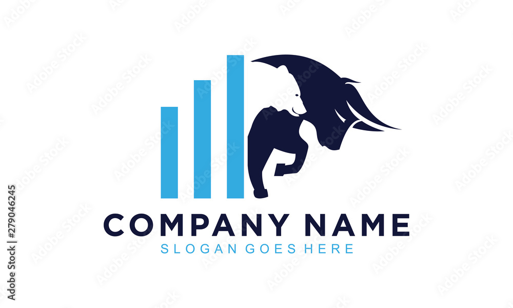Bull and bear company logo Stock Vector | Adobe Stock