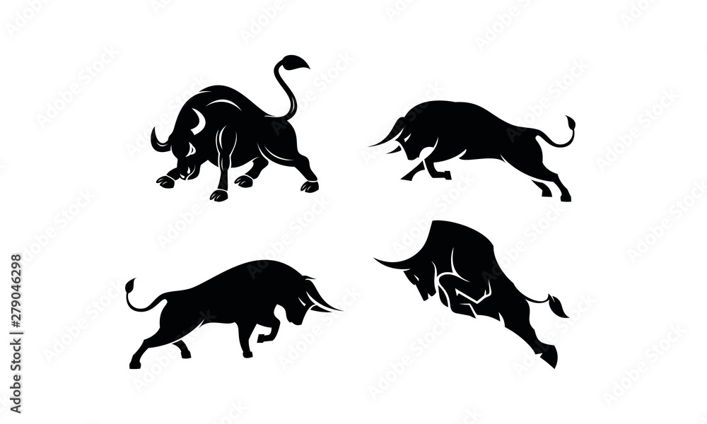 Bull set template vector logo Stock Vector | Adobe Stock