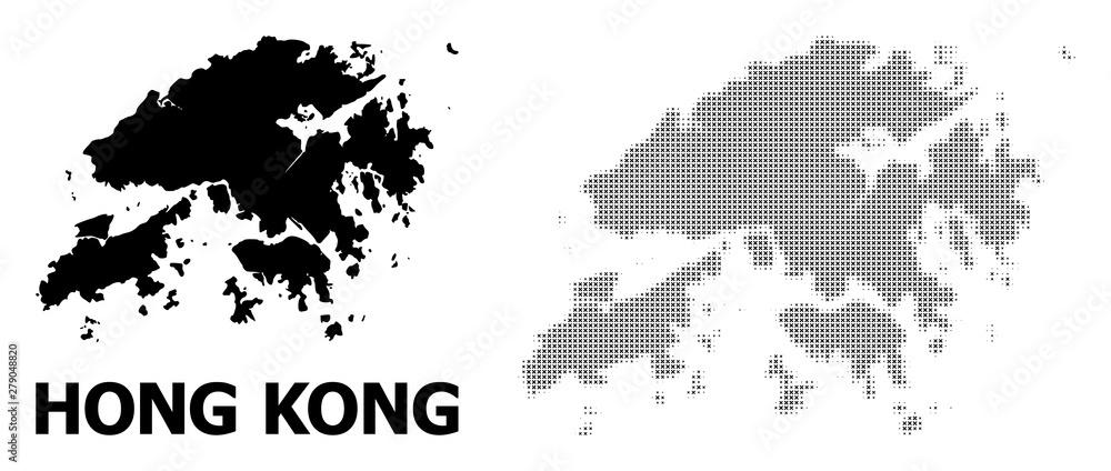 Vector Halftone Pattern and Solid Map of Hong Kong Stock Vector | Adobe ...