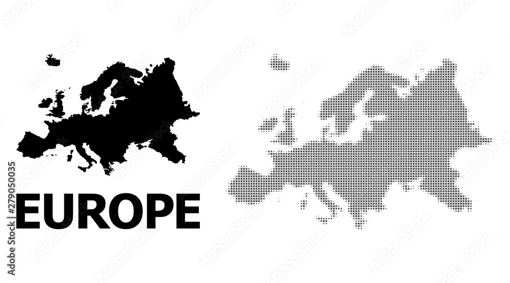 Vector Halftone Pattern and Solid Map of Europe Stock Vector | Adobe Stock
