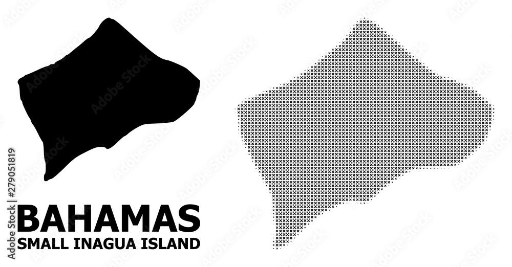 Vector Halftone Mosaic and Solid Map of Small Inagua Island Stock ...