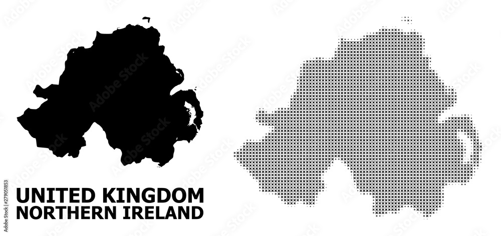 Vector Halftone Pattern and Solid Map of Northern Ireland Stock Vector ...