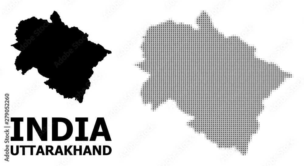 Vector Halftone Pattern and Solid Map of Uttarakhand State Stock Vector ...