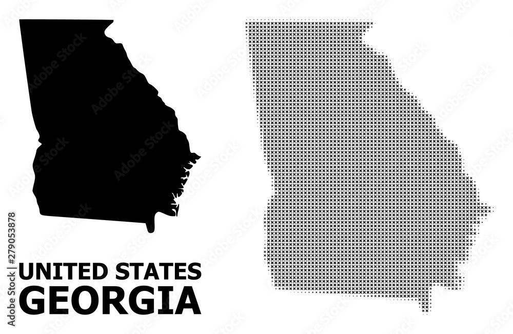 Vector Halftone Pattern and Solid Map of Georgia State Stock Vector ...