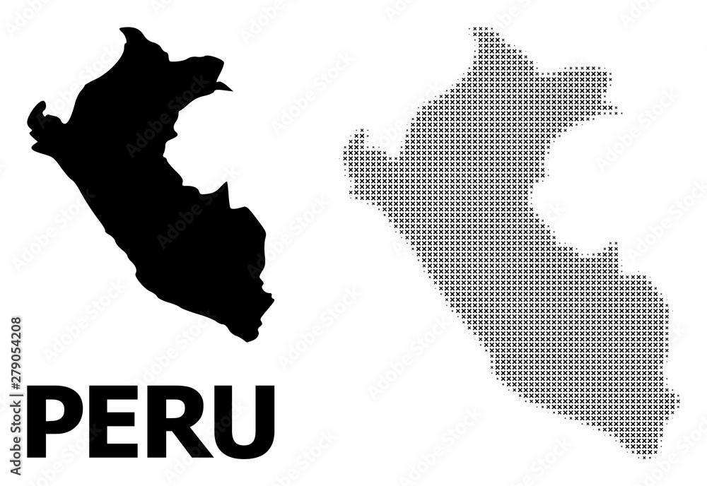 Vector Halftone Pattern and Solid Map of Peru Stock Vector | Adobe Stock