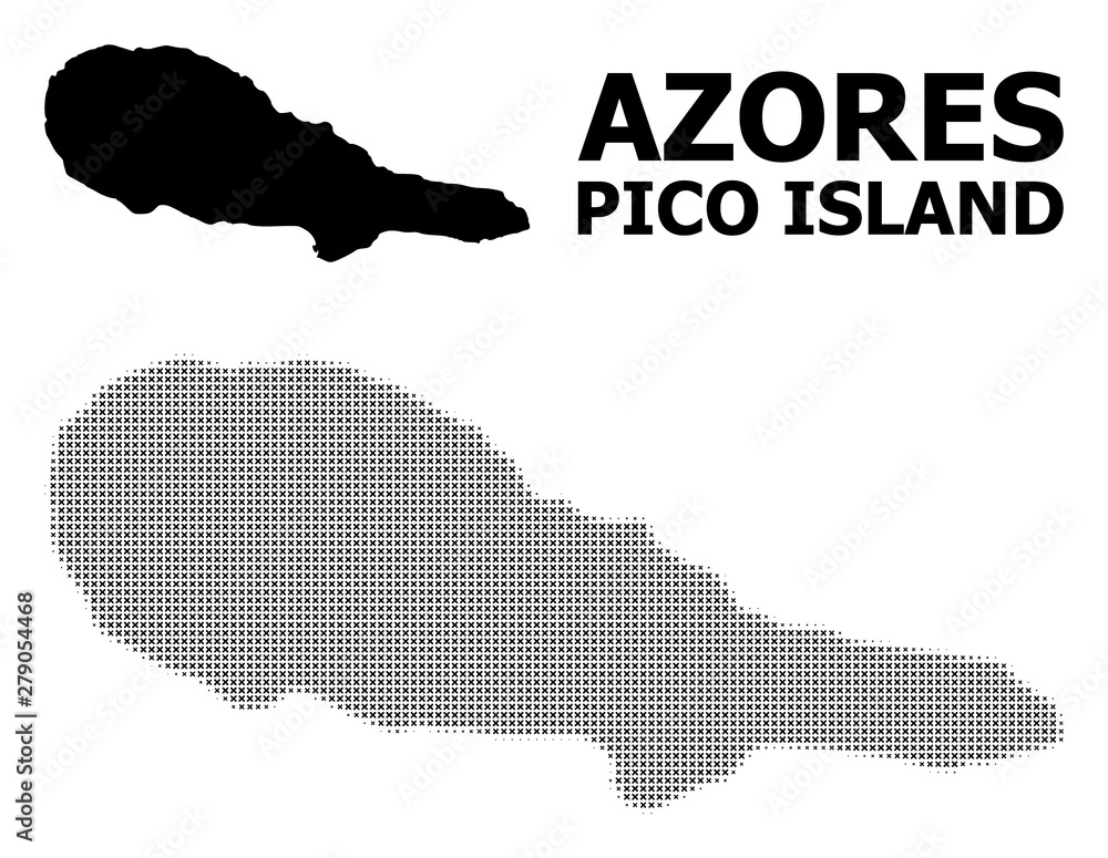 Vector Halftone Pattern and Solid Map of Pico Island Stock Vector ...