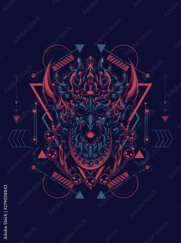 jatayu barong the culture mask from Balinese with sacred geometry ...