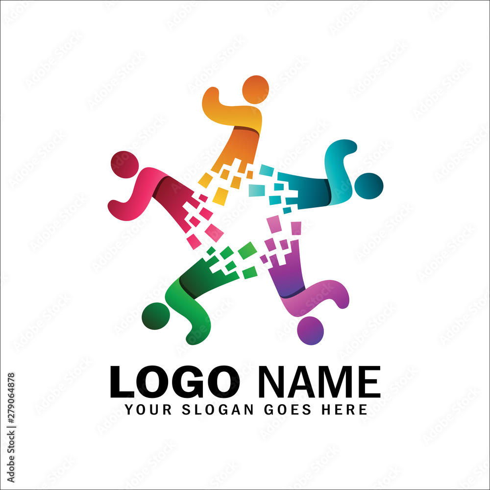 Fast people community logo, fast people symbol logo, human running ...