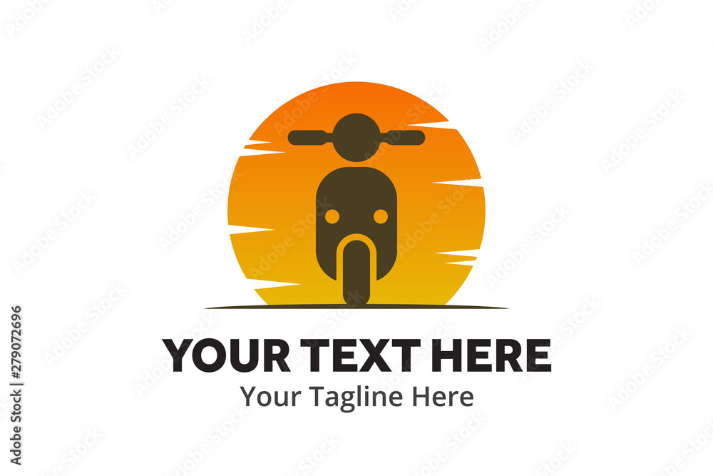 simple motorcycle logo creative design in flat style with color ...