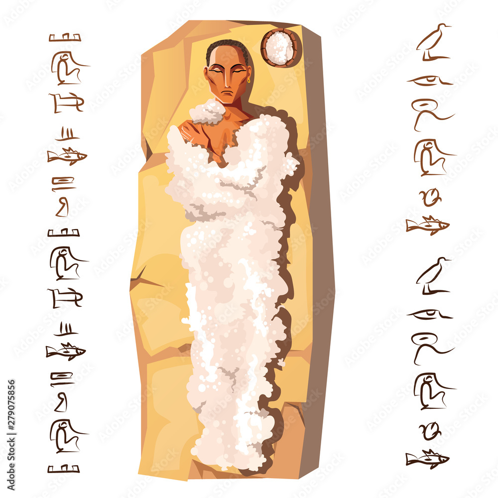 Mummy creation, cartoon vector illustration. Mummification process ...