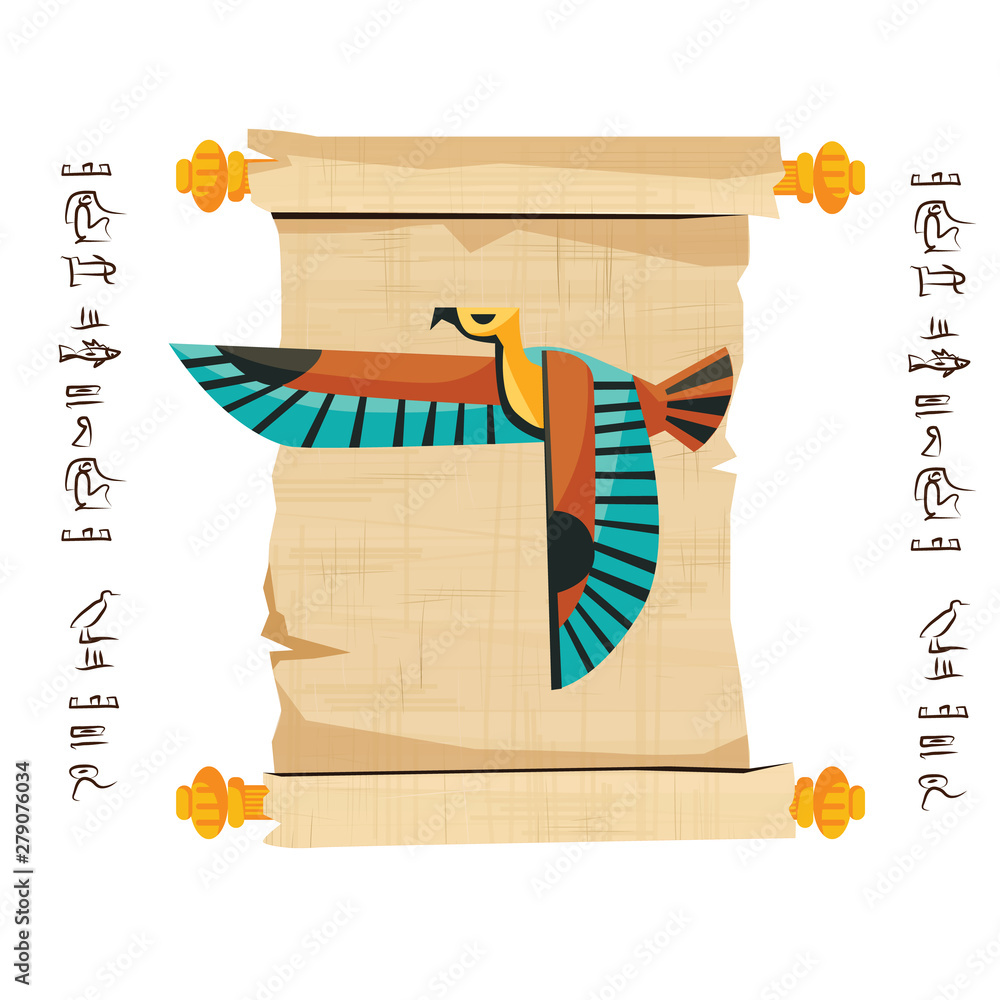 Ancient Egypt papyrus scroll with wooden rods cartoon vector ...