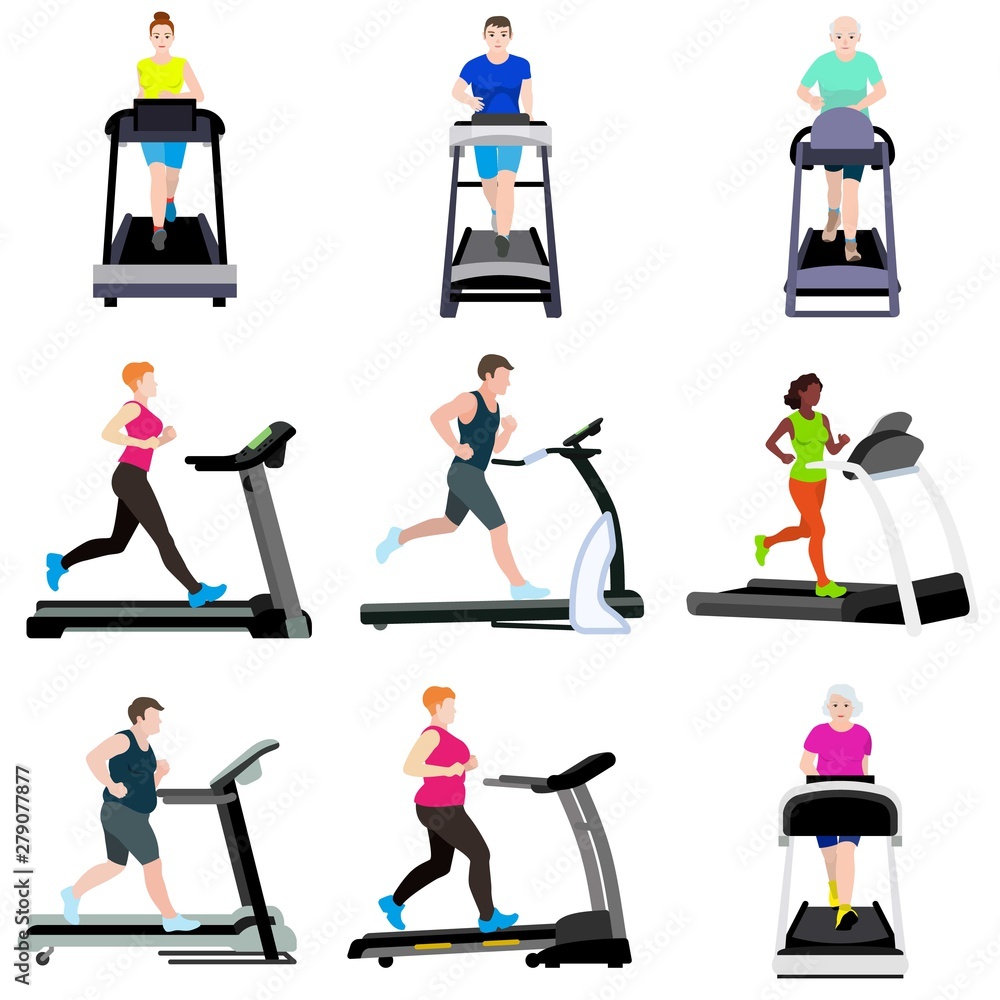 Treadmill icons set. Flat set of treadmill vector icons for web design ...