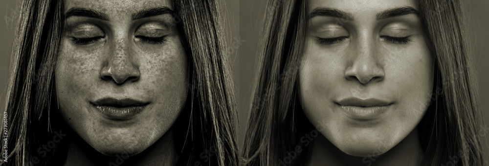 A side by side comparison showing the before and after results of a ...