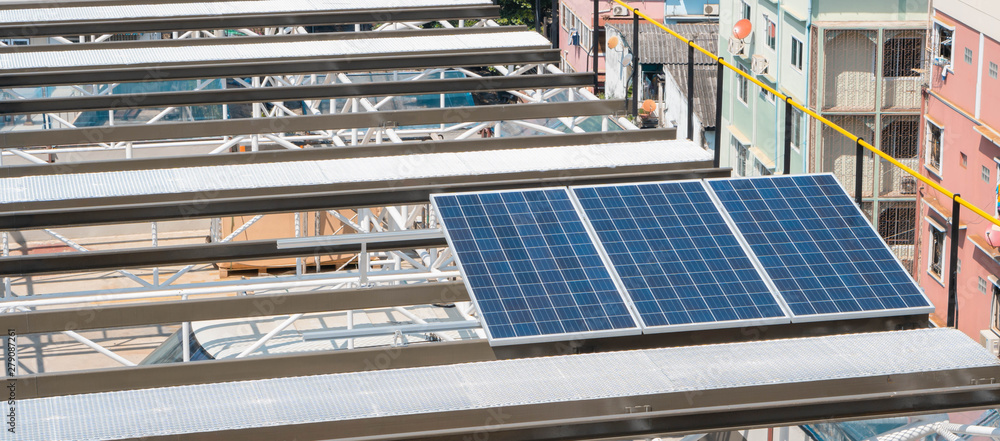 industry steel rooftop walkway grid structure for solar PV module roof ...