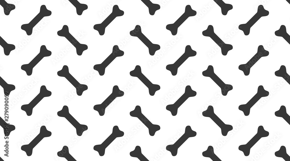 Dog bones vector seamless pattern with flat icons. Black white color ...