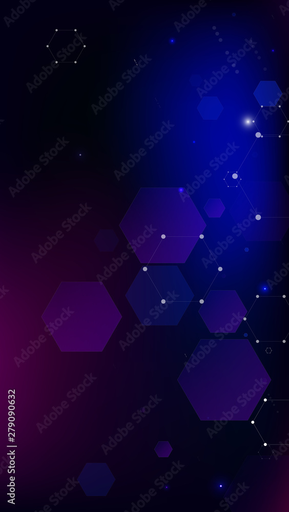 Blockchain Technology Background. Futuristic Cyberspace with Hexagon ...