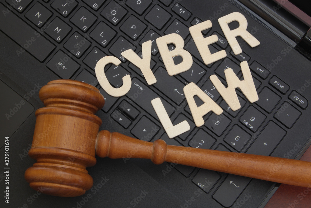 Cyber law concept, wooden judge gavel on computer keyboard Stock Photo | Adobe Stock
