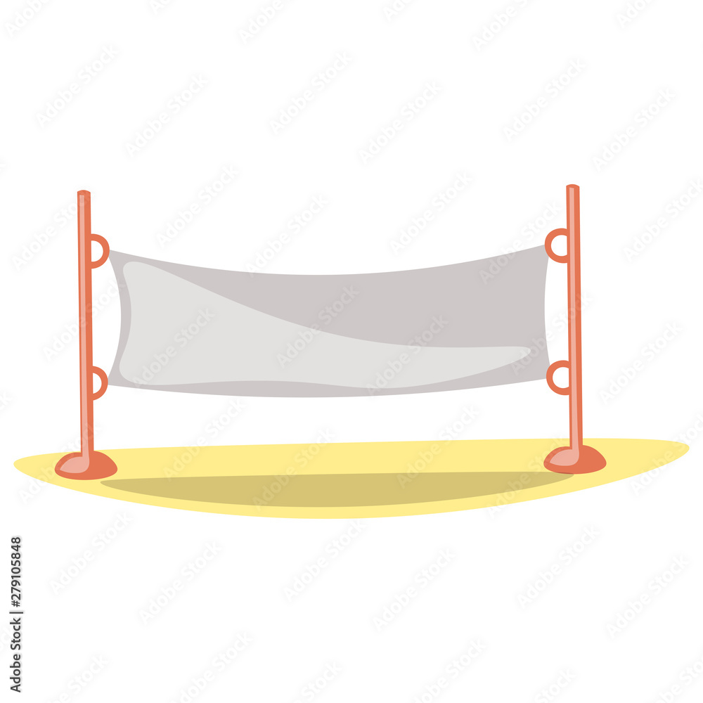 Cute cartoon vector illustration of volleyball net. Summer sport kids ...