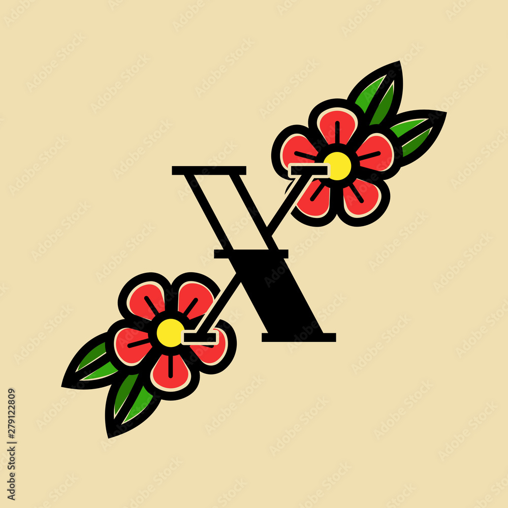 Vector Logo Letter X Old School Tattoo Style Stock Vector | Adobe Stock