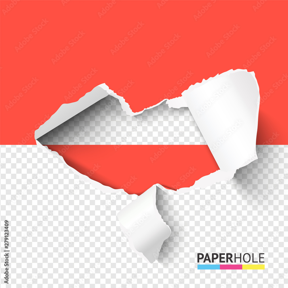 Colorful rip edge paper hole banner for love, kiss, ect. concepts. Red ...