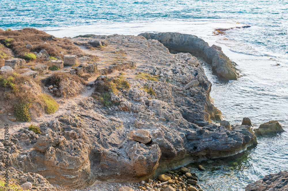 The ruins of the ancient Phoenician, Israelite and Roman port of Dor ...