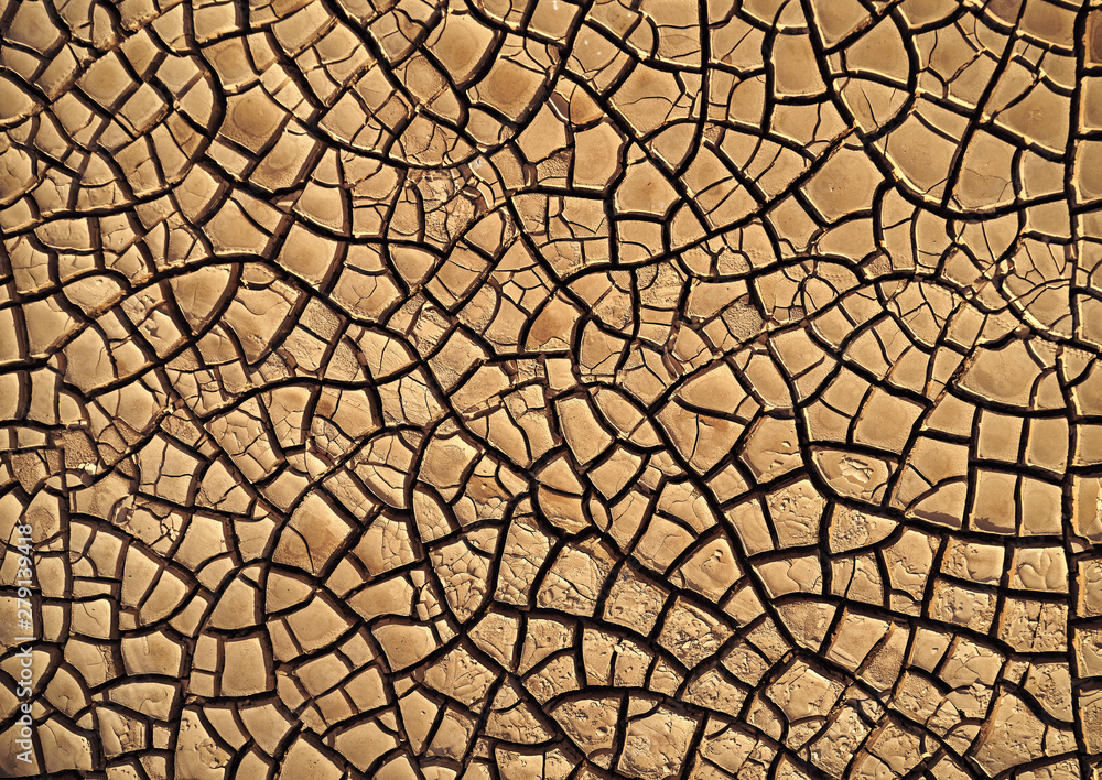 Desert. Aerial view of a beautiful cracks in the ground. texture, deep ...
