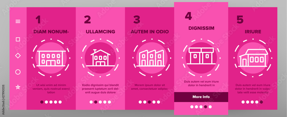 Townhouses, Residential Buildings Vector Onboarding Mobile App Page ...