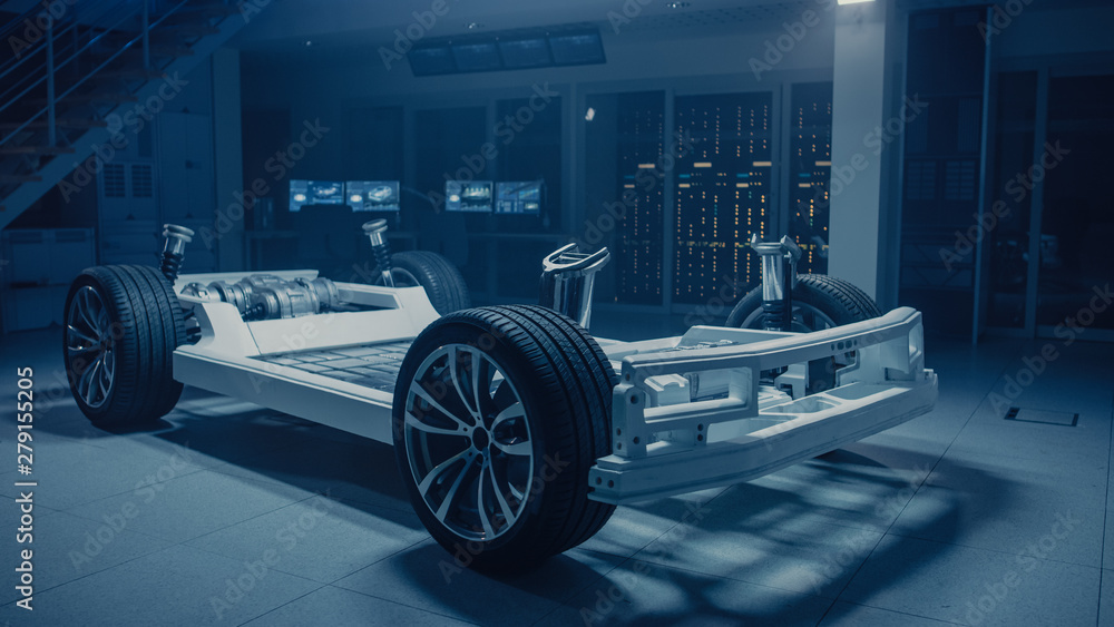 Concept of Authentic Electric Car Platform Chassis Prototype Standing ...