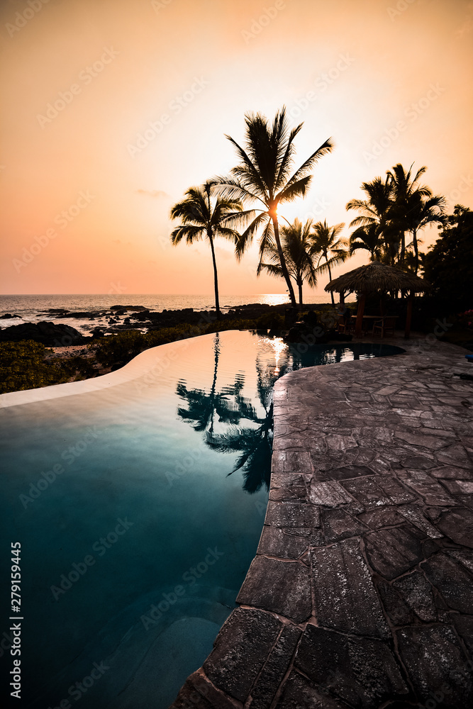 Aqua Blue Infinity Pool of a Vacation Destination Looking Out at ...
