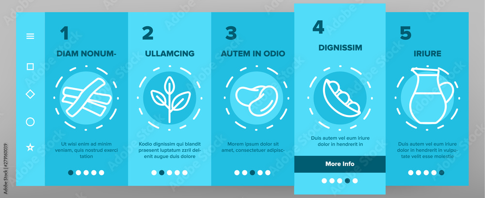 Soy Products, Food Linear Vector Onboarding Mobile App Page Screen ...