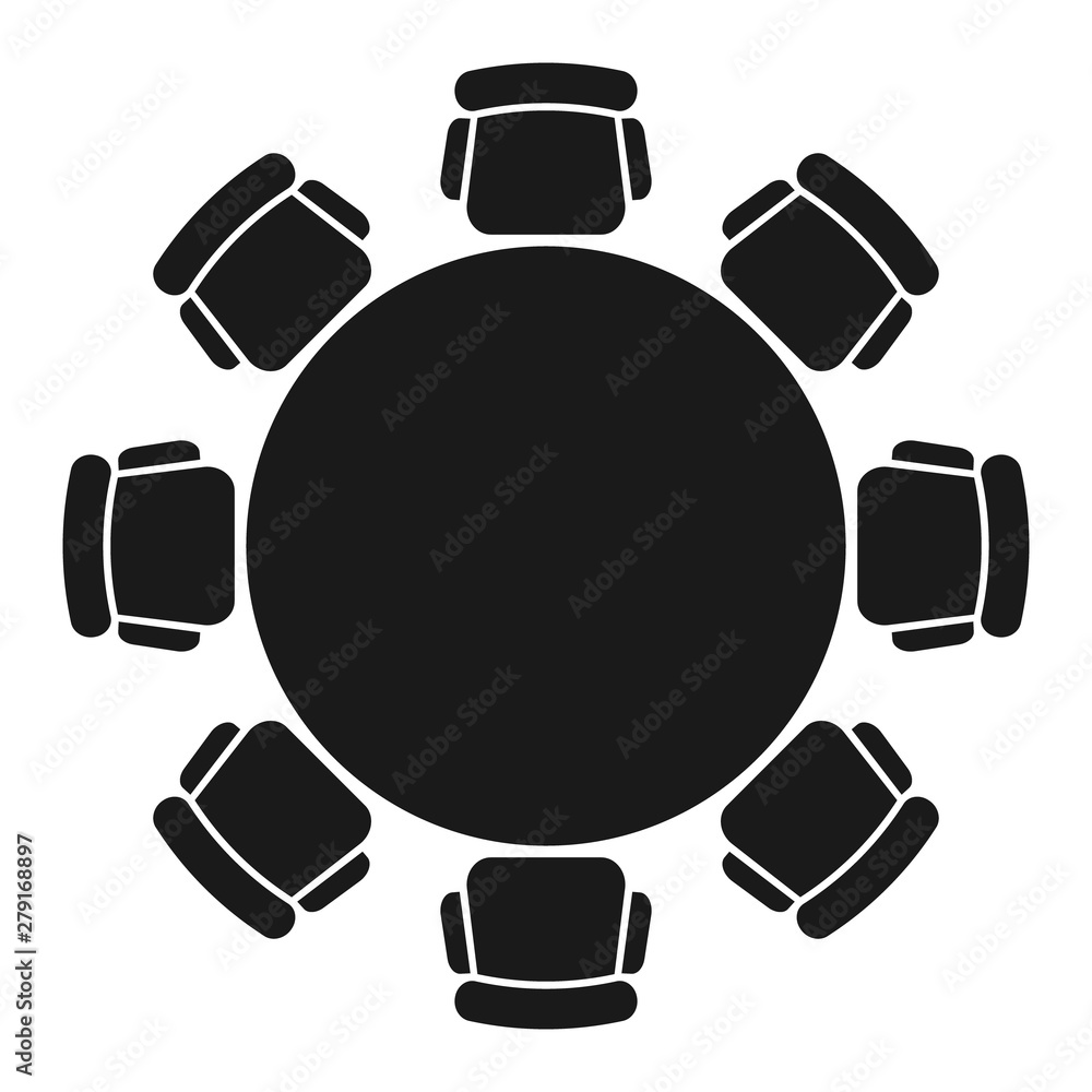 Conference meeting icon. Round table logotype. Dining room furniture ...