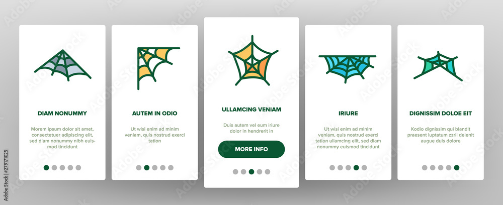 Spider Web, Cobweb Vector Onboarding Mobile App Page Screen. SpiderWeb ...