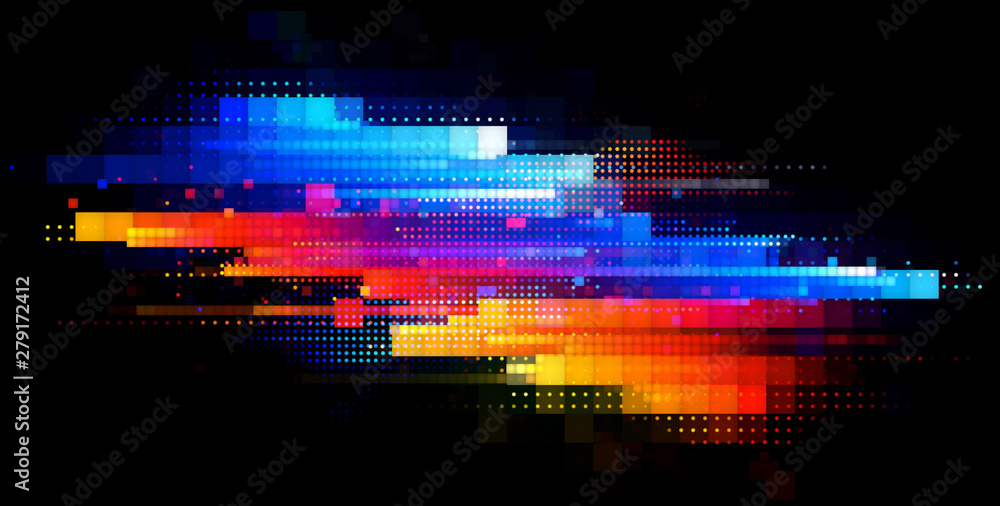 Led Light. Abstract effect. Future tech. Glare cubes. Digital cpu ...