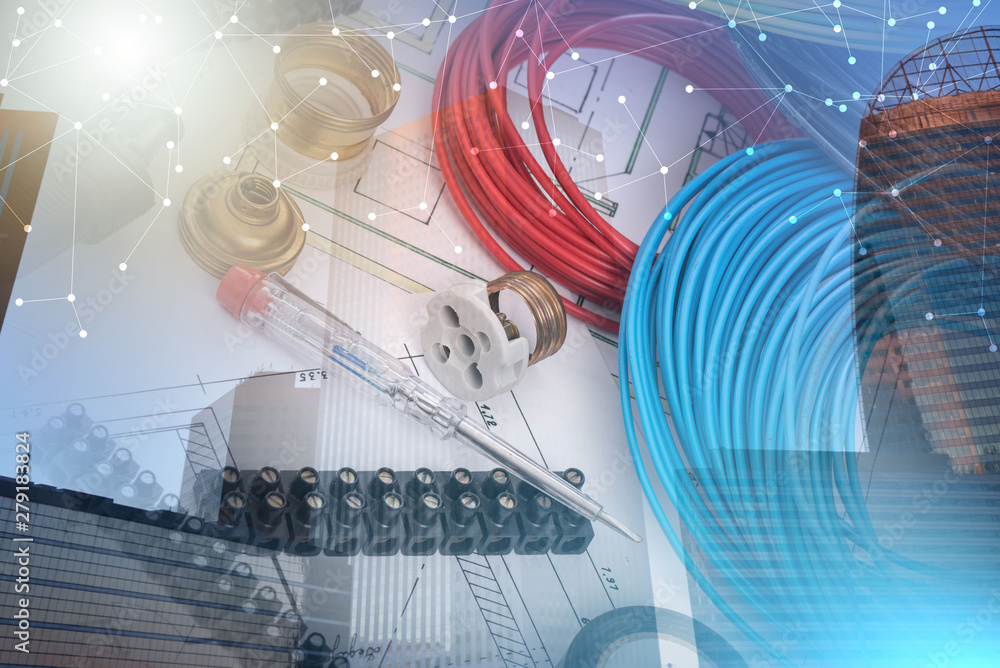 Electric equipment concept; multiple exposure Stock Photo | Adobe Stock