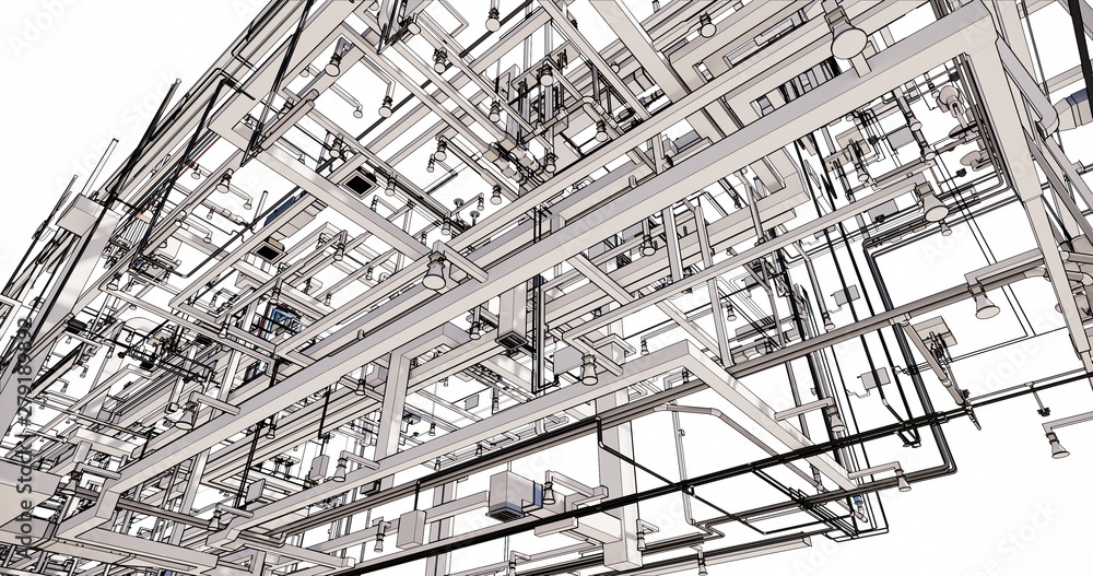 BIM model conceptual visualization of the utilities of the building ...