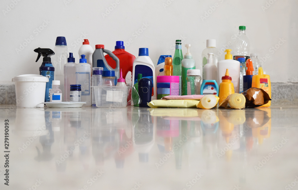 different kind sizes and colors of plastic contenant used in every day ...