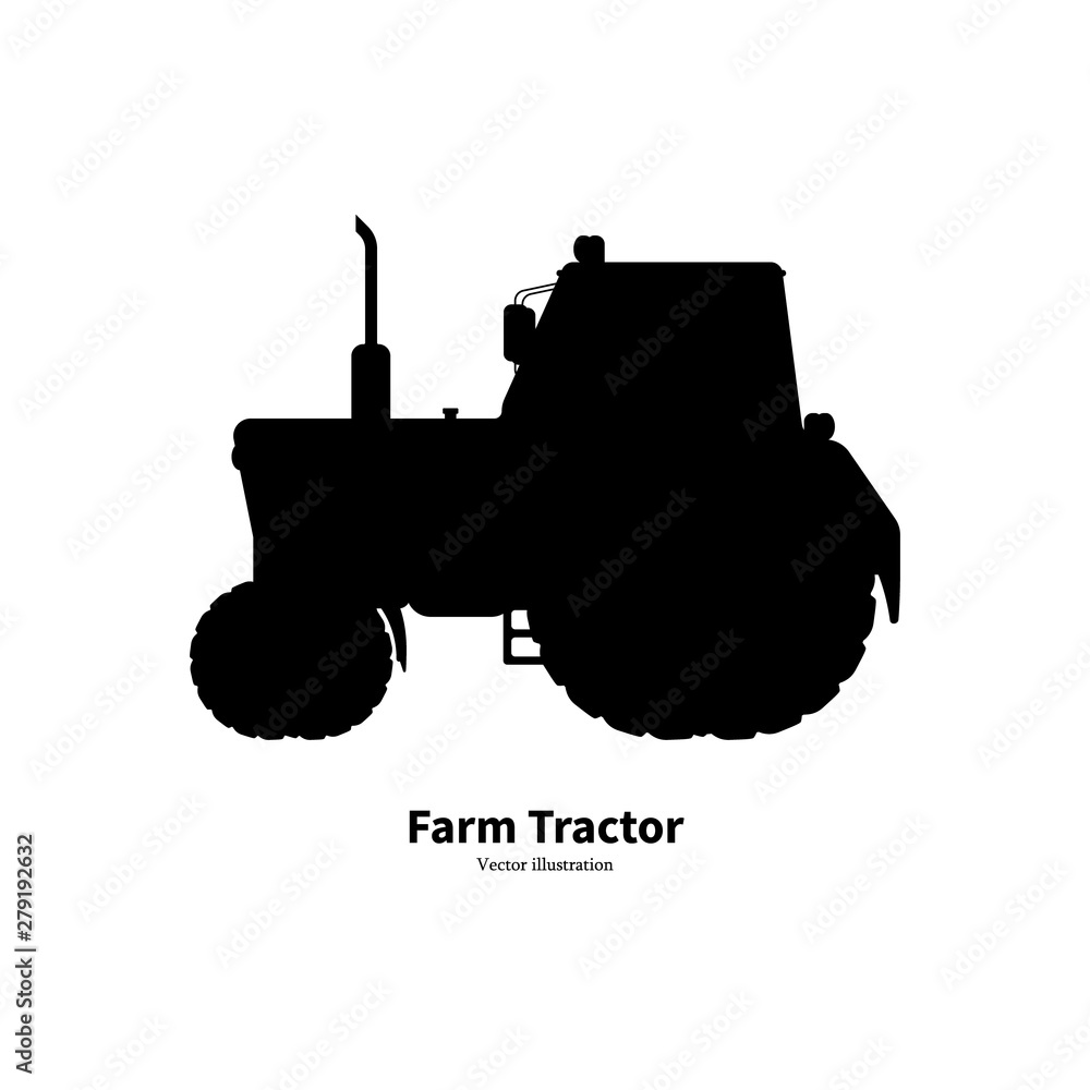 Black silhouette agricultural farm tractor Stock Vector | Adobe Stock