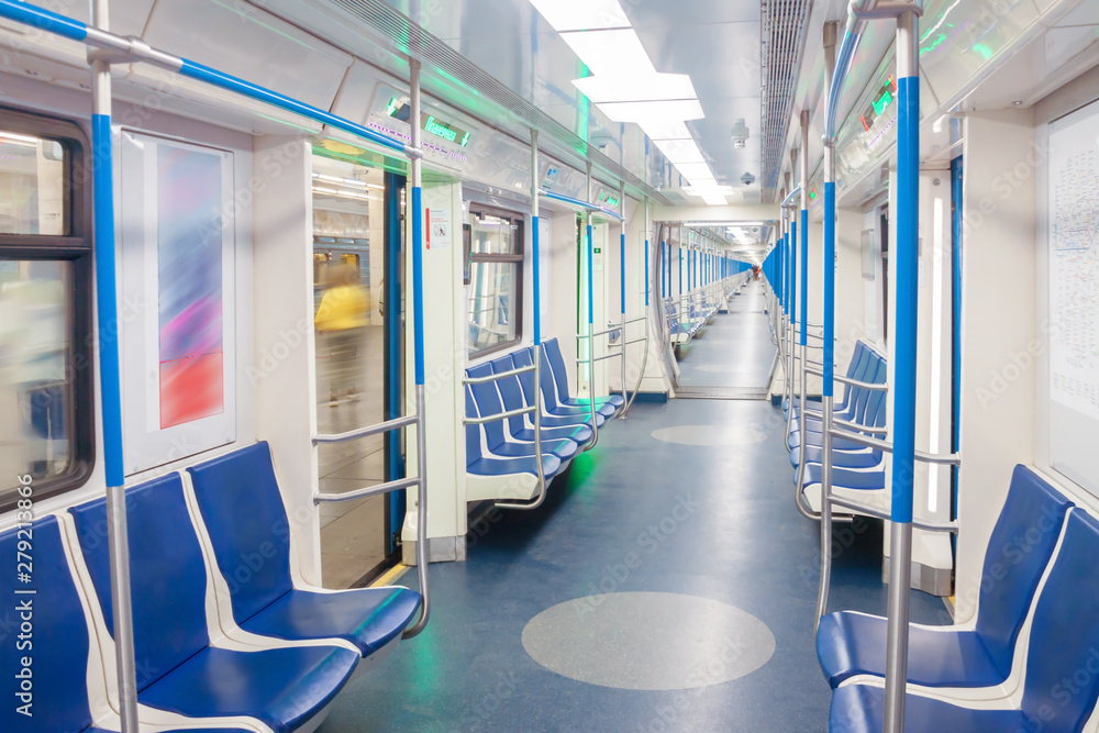 Car train subway inside light interior with simple perspective lines ...